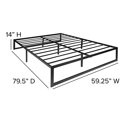 Flash Furniture Louis 14 Inch Metal Platform Bed Frame with 12 Inch Memory Foam Pocket Spring Mattress in a Box (No Box Spring Required) - Queen