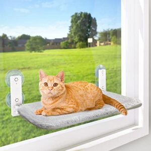 amosijoy cordless cat window perch cat hammock, large cats window cat beds with 4 suction cups & solid metal frame, foldable cat seat for indoor cats (medium)