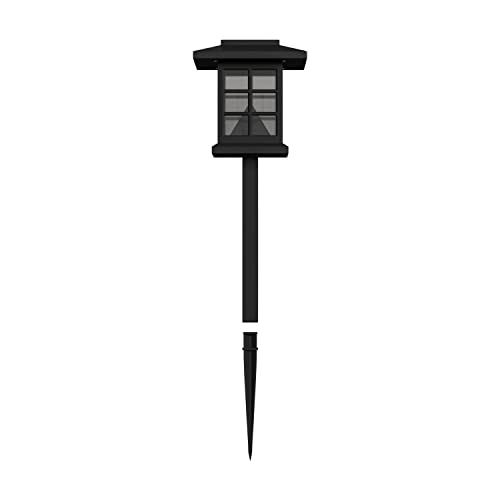 Flash Furniture DN-SL106-8-BK-GG 8 Pack Lantern Style LED Weather Resistant Outdoor Solar Powered Lights for Pathway, Garden, & Yard, Black