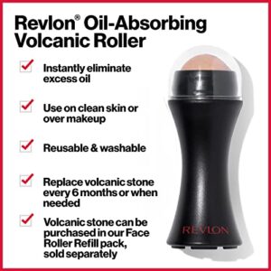 Face Roller by Revlon, Oily Skin Control for Face Makeup, Oil Absorbing, Volcanic Reusable Facial Skincare Tool for At-Home or On-the-Go Mini Massage