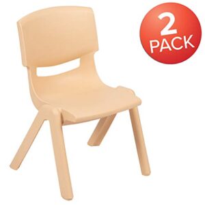 Flash Furniture 2 Pack Natural Plastic Stackable School Chair with 10.5" Seat Height