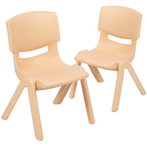 Flash Furniture 2 Pack Natural Plastic Stackable School Chair with 10.5" Seat Height