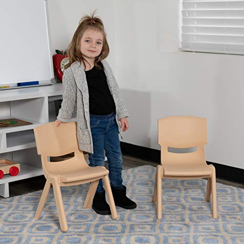 Flash Furniture 2 Pack Natural Plastic Stackable School Chair with 10.5" Seat Height