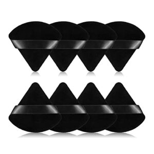 8pcs of triangular powder puff makeup sponges, made of super-soft velvet, designed for contouring, eye, and corner, beauty blender foundation mixing container.(black)