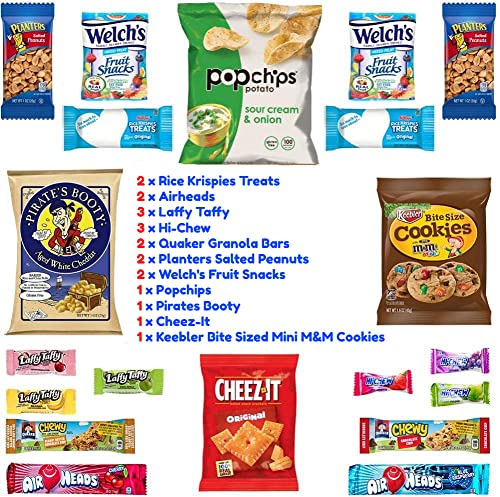 Hangry Kit Birthday Snack Box for Your Grand Daughter - (20 count) Happy Birthday Gift Basket Care Package - Contains Birthday Snacks, Cookies, Chips, Candy. Party Variety Gift Box.