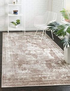 unique loom sofia collection area rug – salle garnier (8′ x 10′, beige/ ivory)