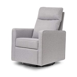 davinci gabby pillowback swivel glider in polyester, misty grey, greenguard gold & certipur-us certified