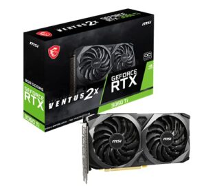 gigabyte msi gaming geforce rtx 3060 ti lhr 8gb gdrr6, 256-bit, hdmi/dp, nvlink, torx fan 3, ampere architecture oc graphics card (rtx 3060 ti ventus 2x 8g ocv1 lhr)