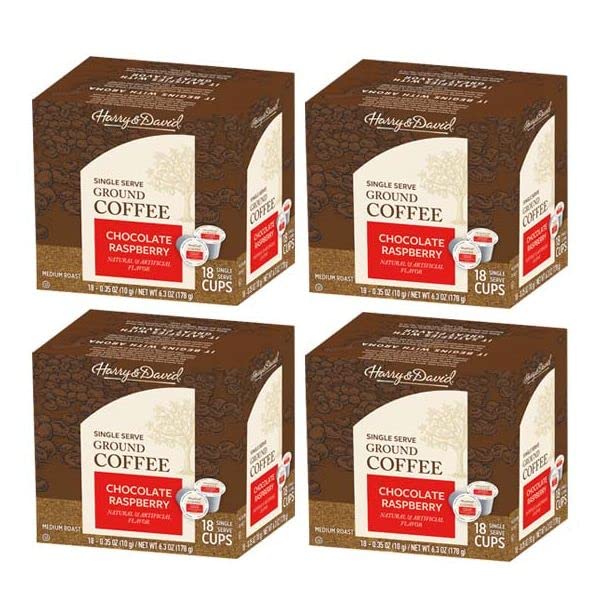 Harry & David Coffee in Single Serve Cups, 4/18 ct boxes (72 Count) (Chocolate Raspberry)