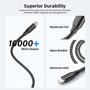 [Apple MFi Certified] iPhone Charger Fast Charging 3 Pack 10 FT Lightning Cable Nylon Braided Long iPhone Charger Cord Compatible with iPhone 13 12 11 Pro Max XR XS X 8 7 6 Plus SE iPad and More