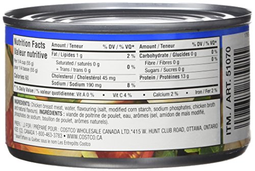 Kirkland Signature chicken breast, packed in water, premium chunk, 6 12.5-ounce cans