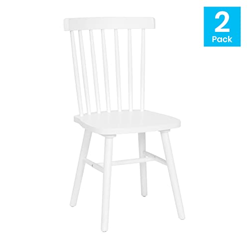 Flash Furniture Solid Wood Spindle Back Armless Kitchen or Dining Room Chairs-No Assembly Required, (Pack of 2), White Visit The Store