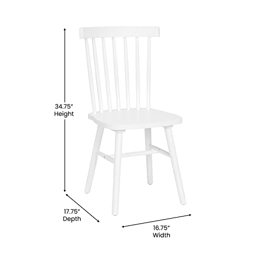 Flash Furniture Solid Wood Spindle Back Armless Kitchen or Dining Room Chairs-No Assembly Required, (Pack of 2), White Visit The Store