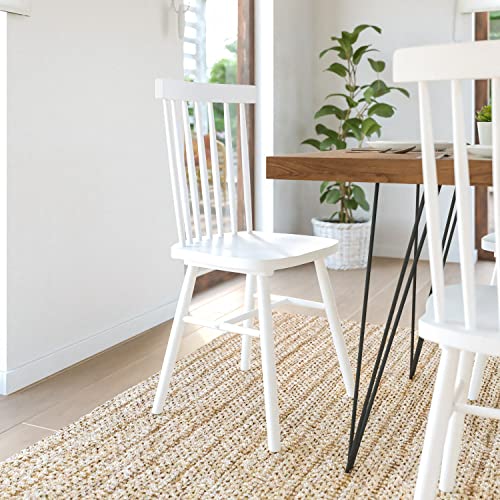 Flash Furniture Solid Wood Spindle Back Armless Kitchen or Dining Room Chairs-No Assembly Required, (Pack of 2), White Visit The Store