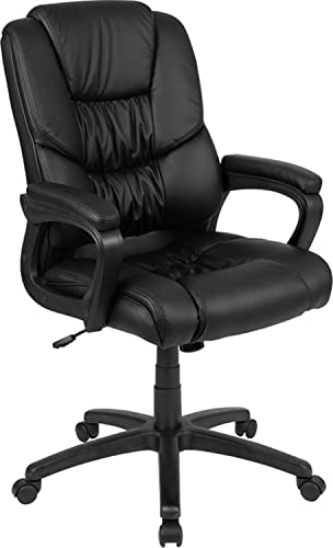 Flash Furniture Flash Fundamentals Big & Tall 400 lb. Rated Black LeatherSoft Swivel Office Chair with Padded Arms