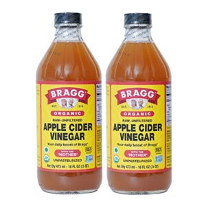 bragg organic apple cider vinegar with the mother– usda certified organic – raw, unfiltered all natural ingredients, 16 ounce, 2 pack