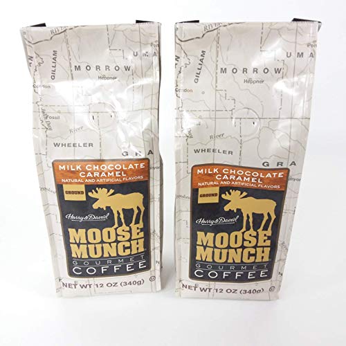 Harry And David Milk Chocolate Caramel Moose Munch Coffee - 2 Items Included - Two 12 Oz Bags Of Gourmet Ground Coffee - A Delicious Start To Your Day!