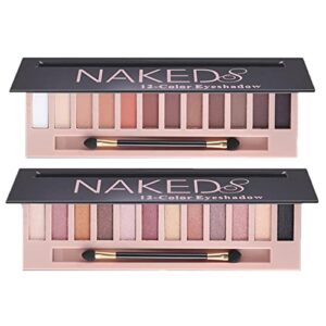 bestland 2 pack 12 colors makeup nude colors eyeshadow palette natural nude matte shimmer glitter pigment eye shadow pallete set waterproof smokey professional beauty makeup kit (2 pcs)