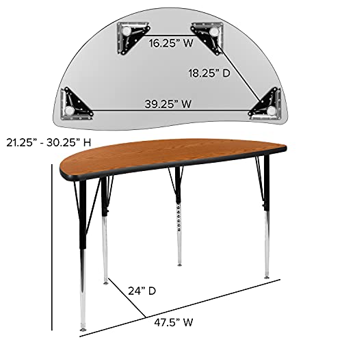 Flash Furniture 76" Oval Wave Collaborative Laminate Activity Table Set with 18" Student Stack Chairs, Oak/Black