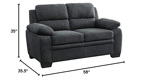 Lexicon Vega Living Room Loveseat, Dark Gray