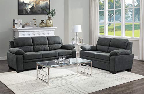 Lexicon Vega Living Room Loveseat, Dark Gray