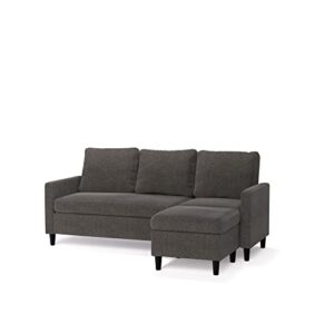 ZINUS Hudson Convertible Sectional Sofa / Reversible Chaise and Ottoman Included / Easy Assembly, Dark Grey