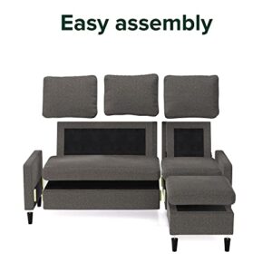 ZINUS Hudson Convertible Sectional Sofa / Reversible Chaise and Ottoman Included / Easy Assembly, Dark Grey