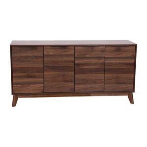 Flash Furniture Hatfield Mid-Century Modern Storage Buffet Sideboard, 4 Soft Close Doors, Adjustable Shelves, Stand for up to 64" TV's, 59.25", Dark Walnut