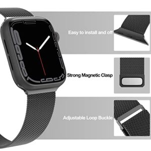 EPULY Compatible with Apple Watch Band 42mm 44mm 45mm 49mm 38mm 40mm 41mm,Stainless Steel Mesh Loop Magnetic Clasp for iWatch Bands Ultra Series 8 SE 7 6 5 4 3 2 Women Men-49mm/45mm/44mm/42mmm Black.