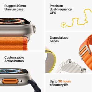 Apple Watch Ultra [GPS + Cellular 49mm] Smart Watch w/Rugged Titanium Case & Midnight Ocean Band. Fitness Tracker, Precision GPS, Action Button, Extra-Long Battery Life, Brighter Retina Display