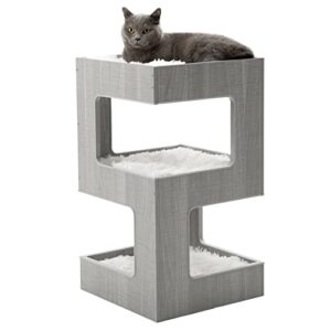 zren modern cat tree cat furniture – multi-level spacious perch cat tower – 27.5 inch luxury cat tree stand house with removable soft blanket and condo for kittens