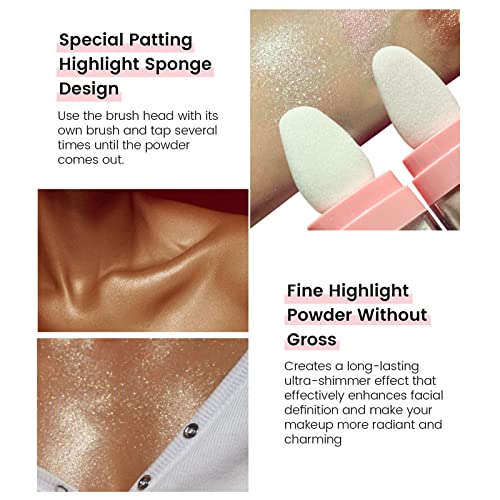 Polvo De Hadas Highlighter Makeup Body Glitter Stick,Shimmer Face Blusher Body Highlighter Glitter Makeup Gift for Girls Women-01#White Moonbeam