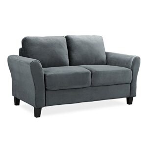 lifestyle solutions watford loveseat, 56.3″ w x 31.5″ d x 33.9″ h, dark grey