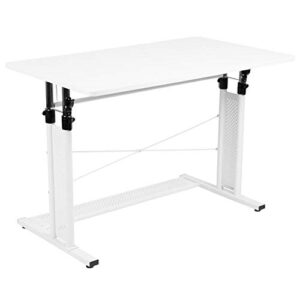 Flash Furniture Height Adjustable (27.25-35.75"H) Sit to Stand Home Office Desk - White