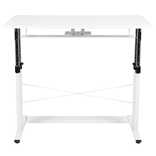 Flash Furniture Height Adjustable (27.25-35.75"H) Sit to Stand Home Office Desk - White