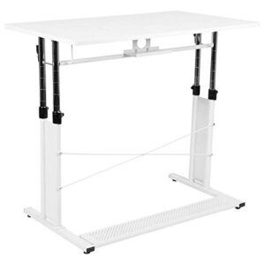 Flash Furniture Height Adjustable (27.25-35.75"H) Sit to Stand Home Office Desk - White