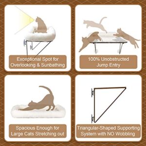 Zakkart Cat Window Perch - 100% Metal Supported from Below - Comes with Warm Spacious Pet Bed - Cat Window Hammock for Large Cats & Kittens - for Sunbathing, Napping & Overlooking (White)