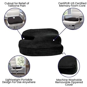 Flash Furniture Seat Cushion for Office Chair - CertiPUR-US Certified Memory Foam - Pillow for Sitting, Black