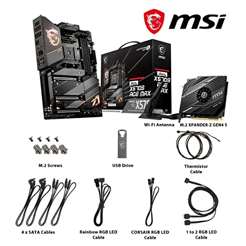 MSI MEG X570S ACE MAX Gaming Motherboard (ATX, AMD, Socket AM4. DDR4, PCIe 4, CFX, M.2 Slots, Wi-Fi 6E)