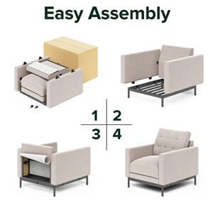 ZINUS Thompson Armchair / Tufted cushions / Green Tea Infused Foam Cushions / Tool-Free, Easy Assembly, Beige