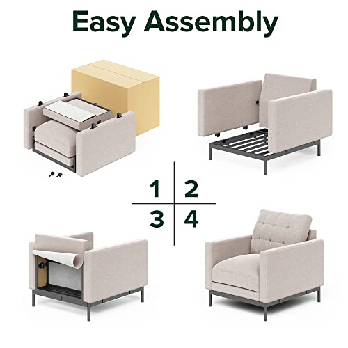 ZINUS Thompson Armchair / Tufted cushions / Green Tea Infused Foam Cushions / Tool-Free, Easy Assembly, Beige