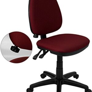 Flash Furniture Mid-Back Burgundy Fabric Multifunction Swivel Ergonomic Task Office Chair with Adjustable Lumbar Support