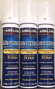 new – kirkland minoxidil for men hair growth treatment unscented 3 month supply topical aerosol 5% (foam), (compare to men’s rogaine’s active ingredient)