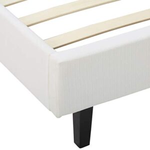 Modway Anya Upholstered White Platform Bed with Wood Slat Support in Queen