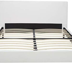 Modway Anya Upholstered White Platform Bed with Wood Slat Support in Queen