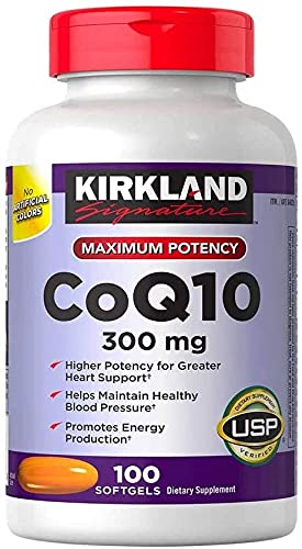 Kirkland Signature Coq10 300mg 100 Softgels-Supplementing with CoQ10 Supports Heart and Antioxidant Health and May Help Support Healthy Aging