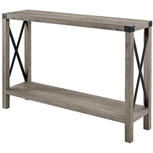 walker edison sedalia modern farmhouse metal x entry table, 46 inch, grey