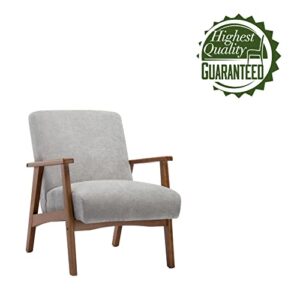 Porthos Home Sena Accent Chair with Sleek Wooden Legs and Arms, Thick Cushions and Suede Upholstery - Suitable for Living Rooms, Bedrooms and Small Offices…