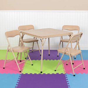 flash furniture kids tan 5 piece folding table and chair set