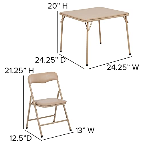 Flash Furniture Kids Tan 5 Piece Folding Table and Chair Set